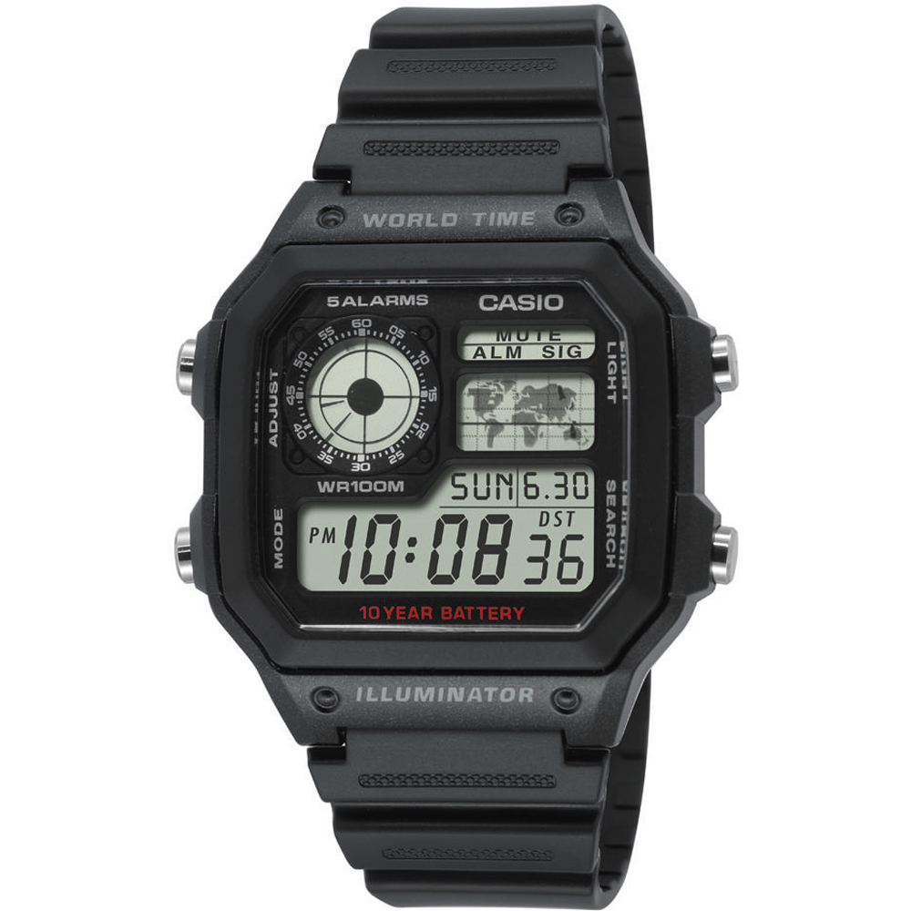 Relógio Casio Timeless AE-1200WH-1AVEF World Time • EAN: 4971850968740 ...